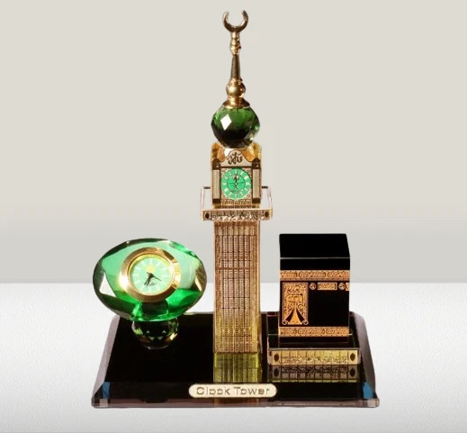 CRYSTAL GLASS MAKKAH Mecca Clock Tower Allah Kaaba Quran Islamic Gift £ ...