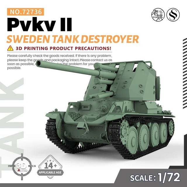 WWII TANK 25MM Military Model Kit Sweden Tank Destroyer Pvkv II $26.86 ...