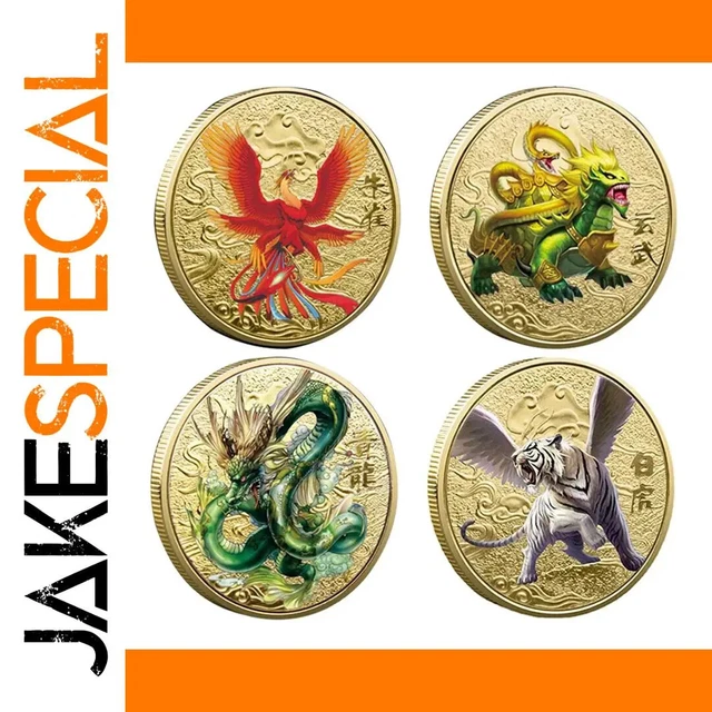 CHINESE LUCKY GOLD Coin with Mythical Creatures EUR 27,59 - PicClick FR