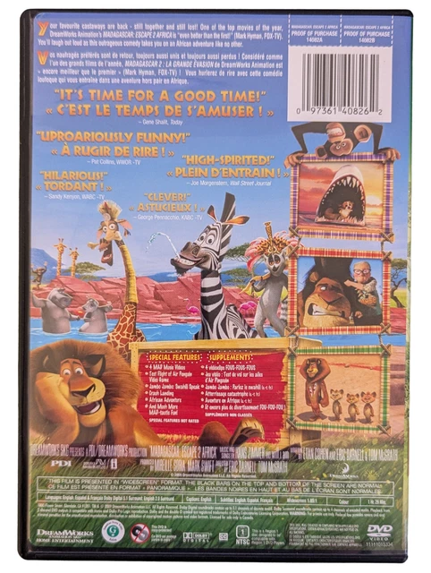 MADAGASCAR: ESCAPE 2 Africa (DVD, 2008, Widescreen ) $5.00 - PicClick CA