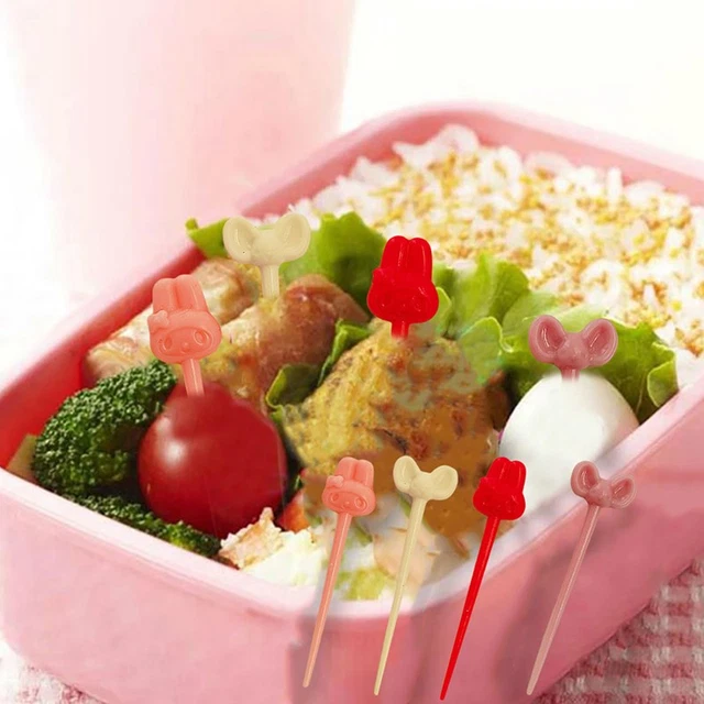 10PCS/SET MINI FRUIT Fork Snacks Cake Toothpicks Cartoon Lunch Bento ...