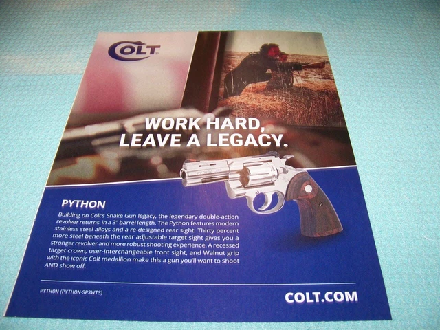 2024 COLT PYTHON "Work Hard Leave A Legacy"..1-Page Original Sales Ad ...