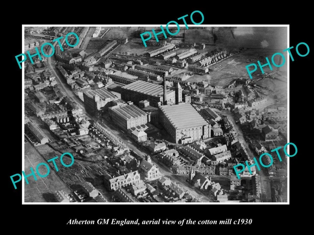 OLD LARGE HISTORIC Photo Of Atherton Gm England Aerial View Of Cotton ...
