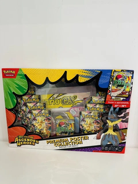 POKÉMON TCG ASCENDED Heroes Premium Poster Collection Mega Lucario 🌟 £ ...