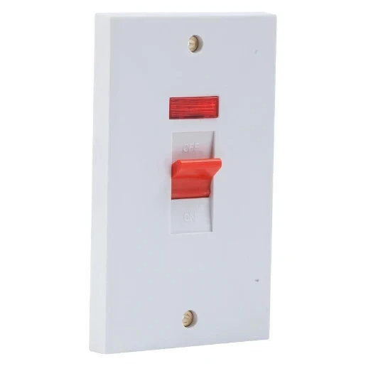 NEWLEC SWITCH DOUBLE Pole Vertical Square Edge 2 Gang 45A White with ...