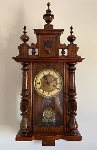 ANTIQUE VICTORIAN VIENNA Wall Clock Chiming 8 Day Movement by HAC ...