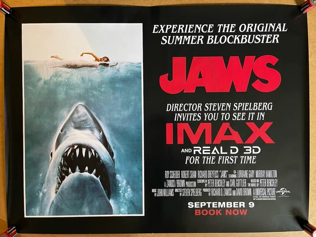 JAWS - ORIGINAL Cinema UK Quad Poster - IMAX £125.00 - PicClick UK
