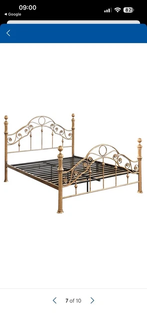 ATLAS BED TRADITIONAL Style Bedframe Metal Black Antique Brass Finials ...