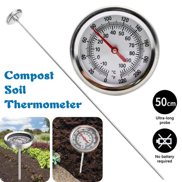 STAINLESS STEEL COMPOST Soil Thermometer Tester Temperature Measuring ...