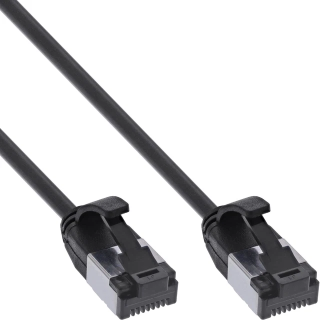 3 CAVI PATCH InLine slim, U/FTP, Cat.8.1, privo di alogeni TPE, nero, 0 ...