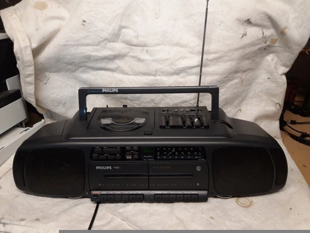 PHILIPS AZ 8394/05 Double Cassette CD Boombox Ghetto Blaster With ...