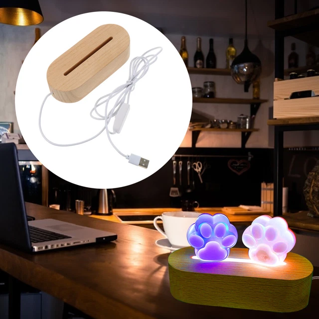 WOOD BLOCK NIGHT Light 3d Led Lamp Base Lights Display Base Table Lamp ...