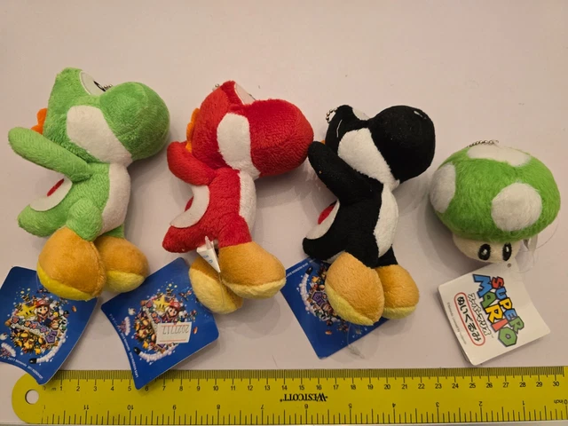4 SUPER MARIO Yoshi 1Up Plush Danglers Keychain + Nintendo Bullet Bill ...