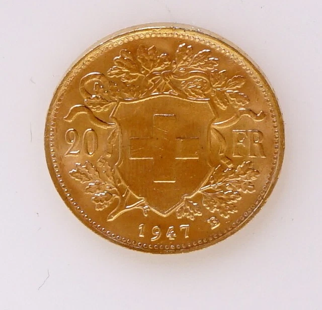 SAMMLERMÜNZE GOLD 20 Schweizer Franken Helvetia 1947 EUR 531,00 - PicClick DE