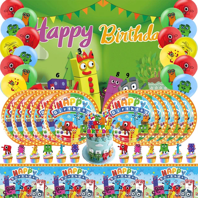 NUMBERBLOCKS PARTY DECORATION Party Supplies Set Plate Balloon Banner ...