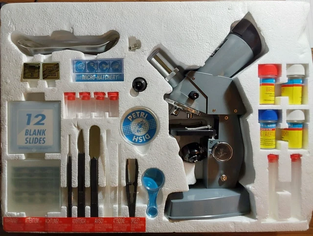 TWO WAY MICROSCOPE Set Edu Science 100x,300x,1000x Power No Box $10.00 ...