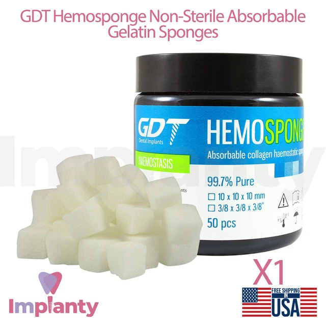 GDT GELATINE HEMOSTATIC Sponge Collagen Dental Non Sterile Antiseptic ...