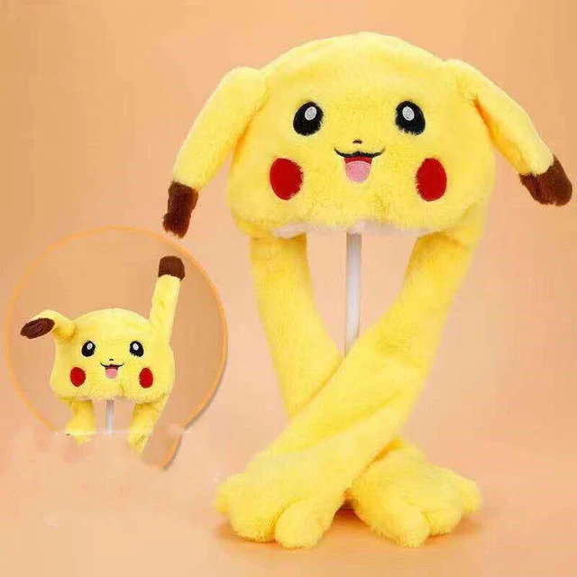 UK SELLER PIKACHU Rabbit Hat Plush Moving Ears Pressing with Airbag Cap ...