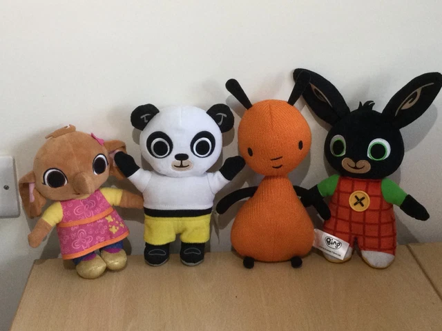CBEEBIES BING PLUSH TOY BUNDLE x 4 BING, SULA, PANDO & FLOP GOLDEN BEAR ...