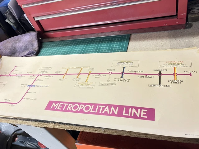 LONDON UNDERGROUND RAILWAYS. Tube network map 1962-65 old antique ...