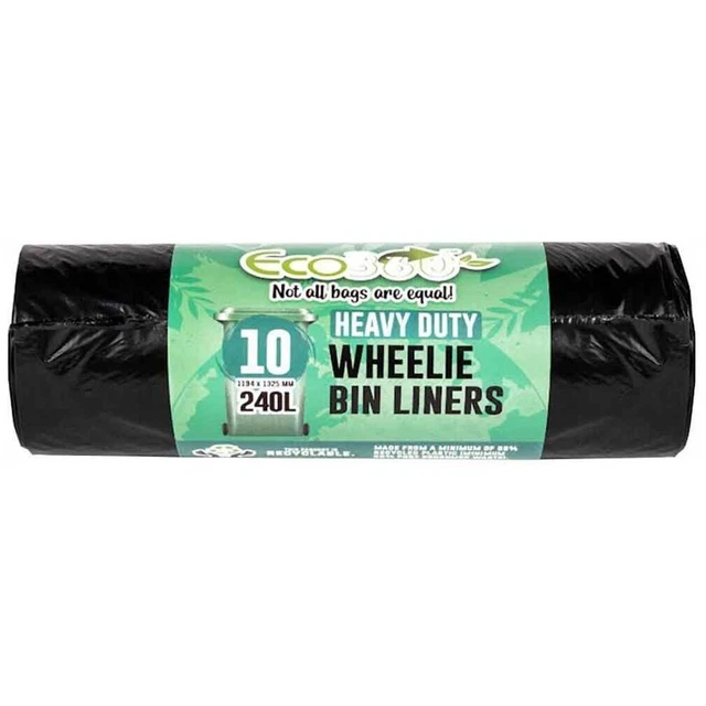 ECO HEAVY 10 Duty Multi Wheelie Bin Liners 240 Litre Capacity Black Bag ...