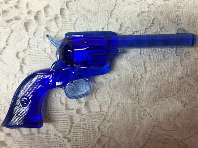 BLUE VASELINE GLASS Colt Revolver pistol uranium single action army gun ...