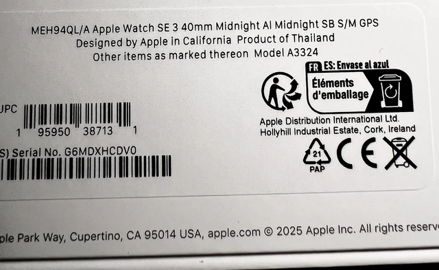 APPLE WATCH SE 3 40mm GPS -MEH94QL/A Open-box, unused, with full Apple ...