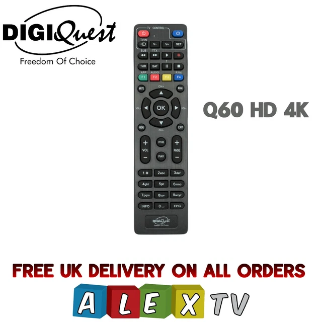 DIGIQUEST Q60 HD 4K Tivusat Genuine Replacement RCU Remote Control £29. ...