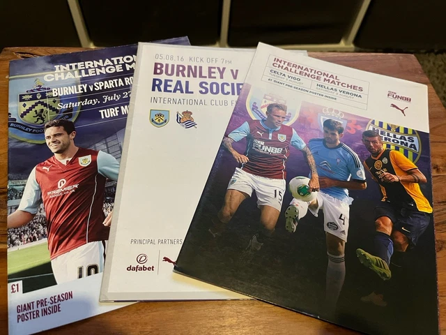 3 X BURNLEY Home Friendly Football Programmes(v European Teams)From ...