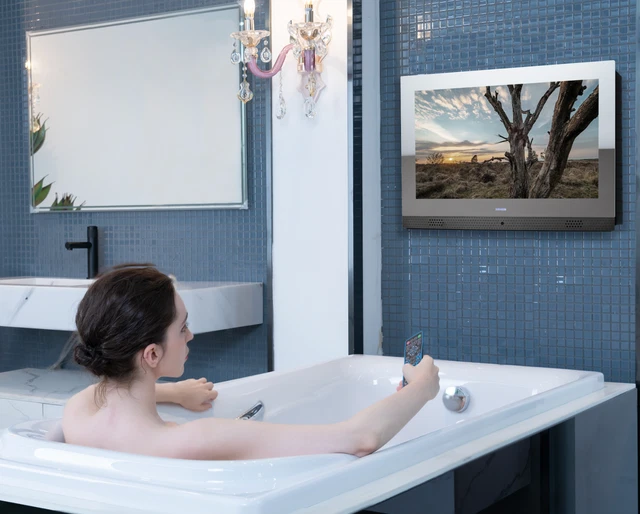 19& 2024 WATERPROOF Bathroom LED Mirror FULL SMART ANDROID TV WIFI ...