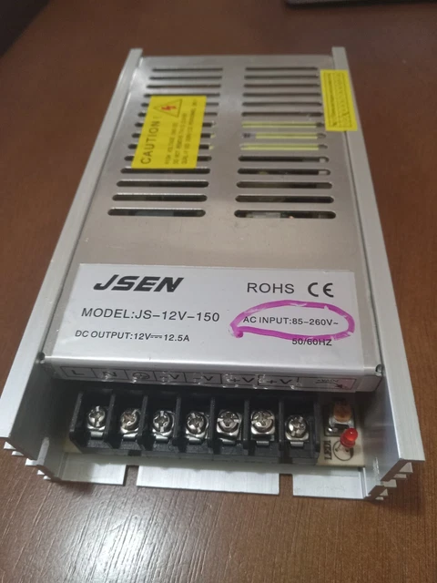 POWER SUPPLY JSEN model:js-12v-150 dc output 12v-12.5 amp $25.00 - PicClick