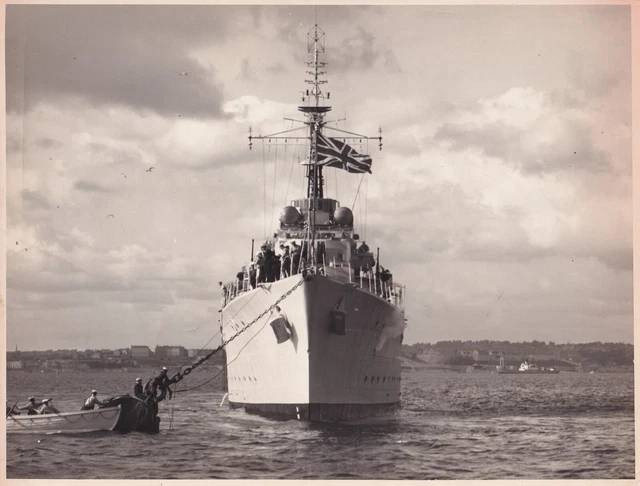 ORIGINAL PRESS PHOTO WW2 Battle-class destroyer HMS Camperdown 19.6. ...