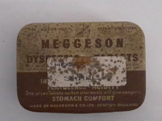 VINTAGE ANTIQUE MEGGESON Tin Dyspepsia Tablets Chemist/Pharmacy ...