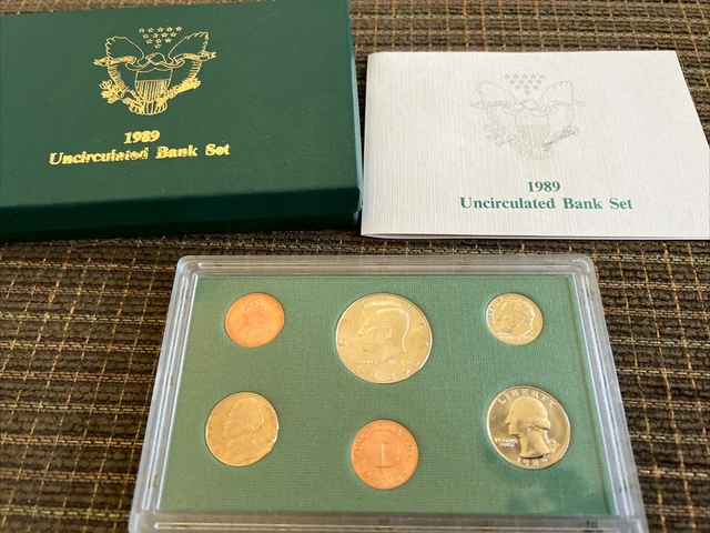 1989-D UNCIRCULATED BANK SET Denver Mint Bank Set Original Box & COA £9 ...