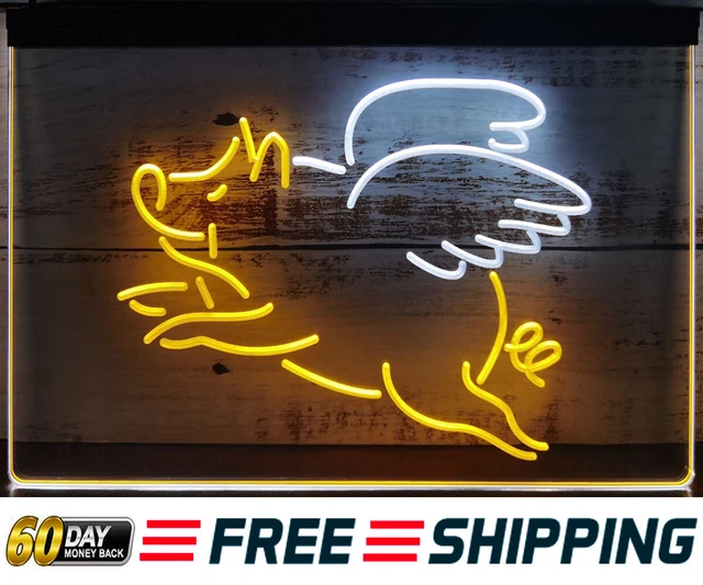 FLYING PIG LED Neon Light Sign Home Beer Bar Man Cave Tavern Wall Art ...