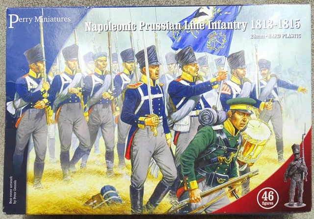 28MM NAPOLEONIC PRUSSIAN LINE INFANTRY Boxed Set 46 figs Perry ...