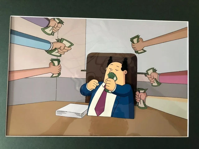 ORIGINAL DILBERT ANIMATION Cel: Giant DILBERT w/ Coffee at "BUCKSTARS ...