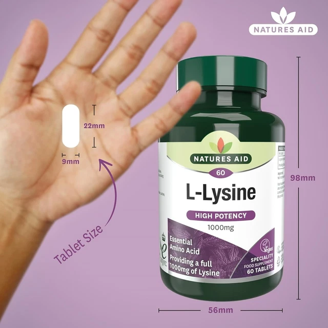L-LYSINE 1000MG X 60 Tablets; High Potency Essential Amino Acid; Natures Aid £14.47 - PicClick UK