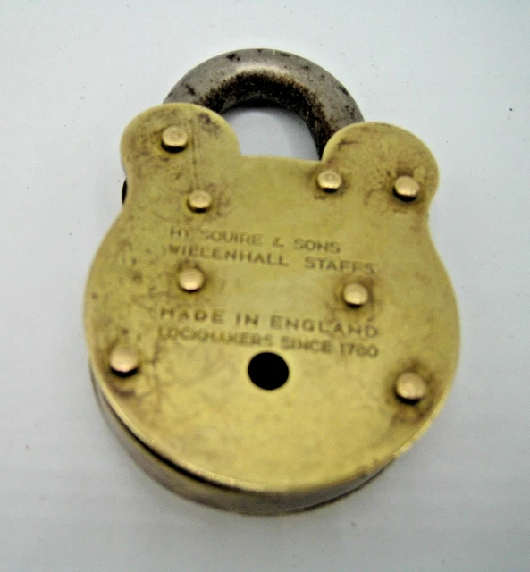 VINTAGE HY SQUIRE & Sons Old English Solid Brass 330 Padlock 4 Brass Lever + Key $51.22 ...