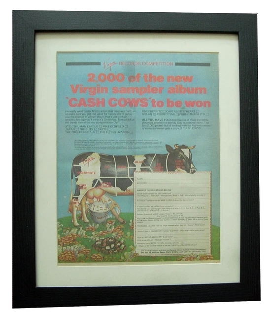 CASH COWS+VARIOUS ARTISTS+POSTER+AD+RARE ORIGINAL 1980+FRAMED+EXPRESS ...