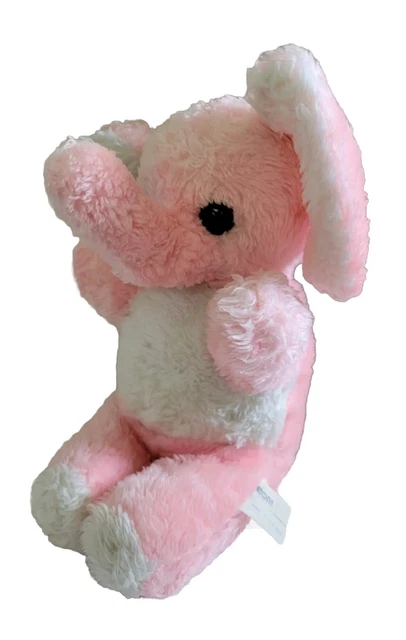VINTAGE ETONE PINK Elephant Plush Big White Ears Stuffed Animal Toy ...