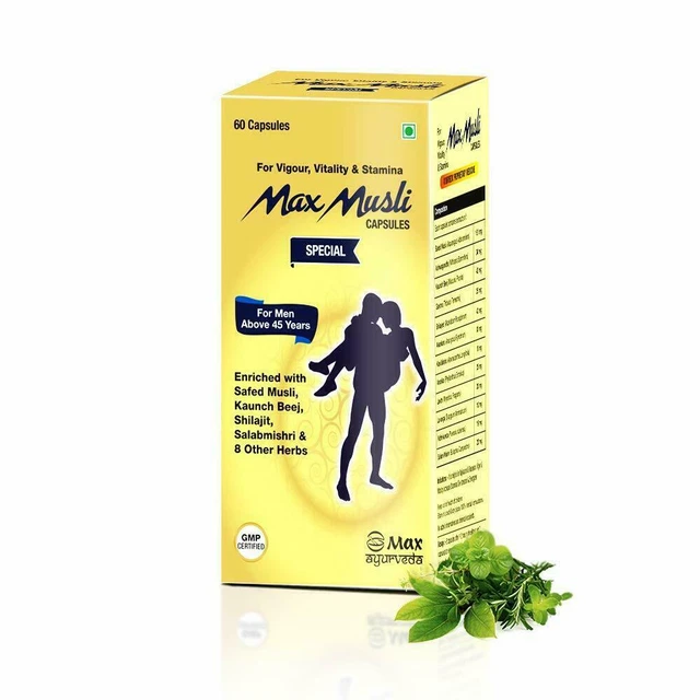 MAX AYURVEDA MUSLI Special For 45 Plus Men - 60 Capsules £39.30 ...