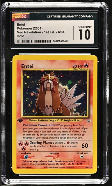 2001 POKÉMON NEO Revelation 1ère édition Holo Entei #6/64 CGC 10 gemmes ...
