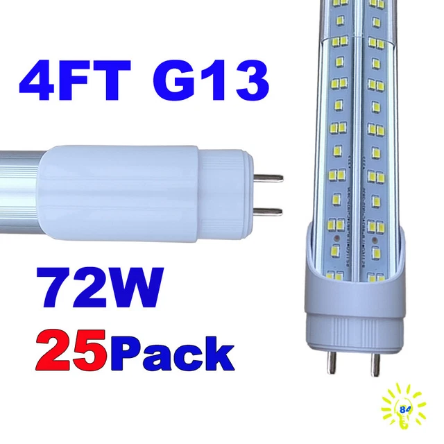 72W T8 4FT LED Tube Light Bulb 6500K 4FT LED Shop Lights G13 Bi-Pin ...