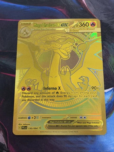 MEGA CHARIZARD X ex - 130/094 Phantasmal Flames Gold Pokemon - LP FRESH ...