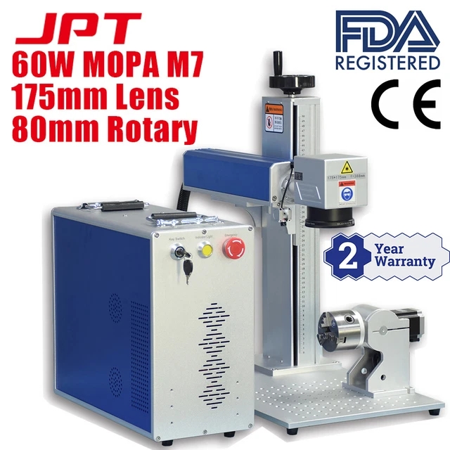 60W MOPA JPT M7 Fiber Laser Engraver Laser Marking Machine with 80mm ...