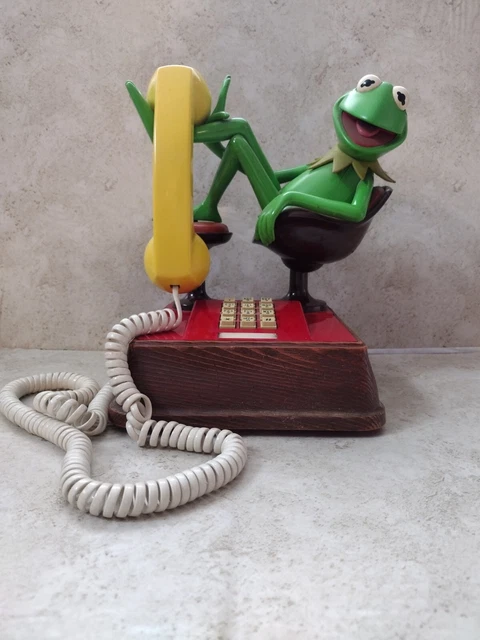 VTG KERMIT THE Frog Push Button Landline Phone 1983 Jim Henson Muppets ...