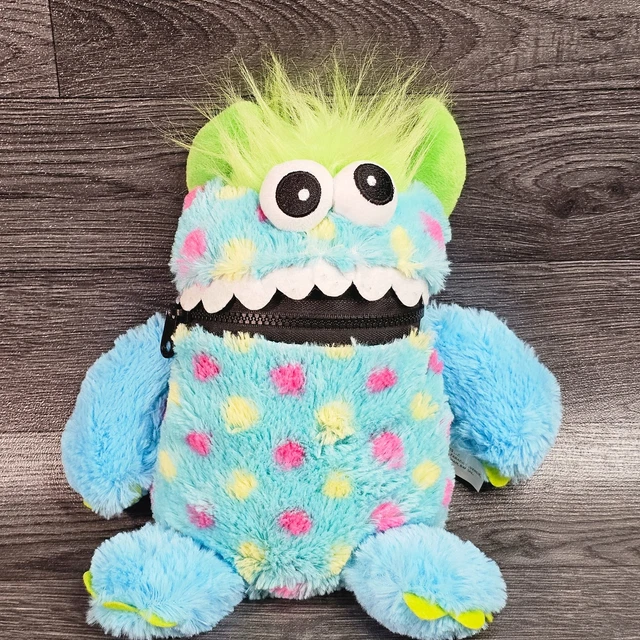 WORRY MONSTER PLUSH Toy with Zipper Mouth Colourful Polka Dots and ...
