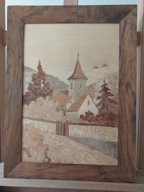 TABLEAU MARQUETERIE ALSACE Signé Francis Beck Ottrott Et Chatenois ...