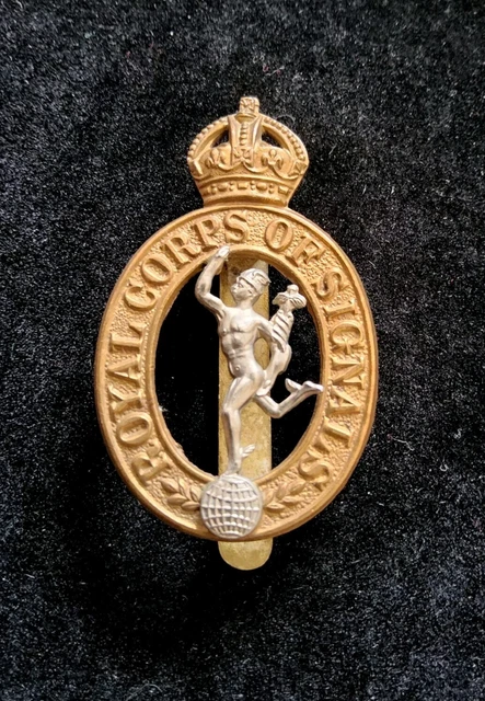 WW2 ERA ROYAL Corps of Signals Bi-Metal Cap Badge British Military ...